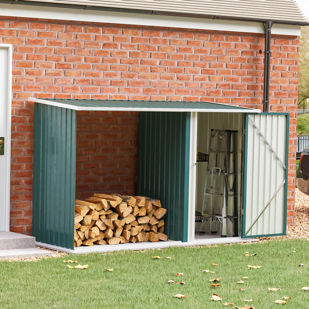 8ft W Outdoor Firewood Log Storage Shed - FurnitureInspiration.co.uk